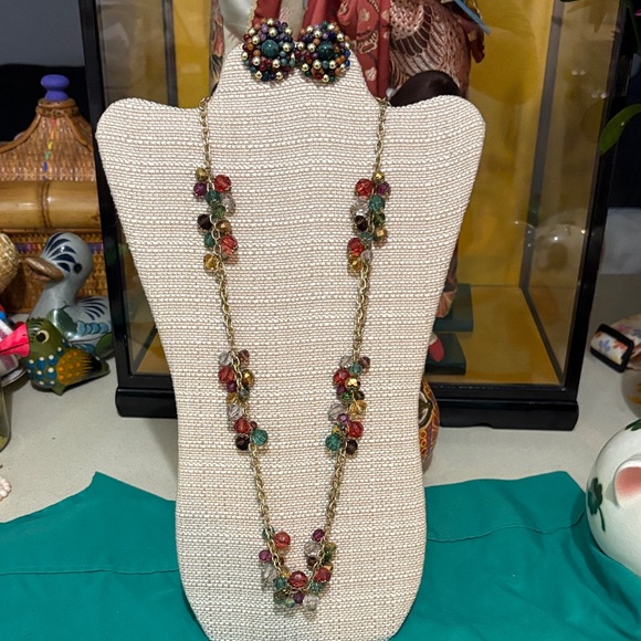 Jewelry | Vintage Multicolor Beaded Necklace And Earring Set | Poshmark